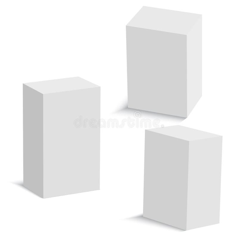 Set Of White Cardboard Square Boxes Different Views. Vector Stock ...