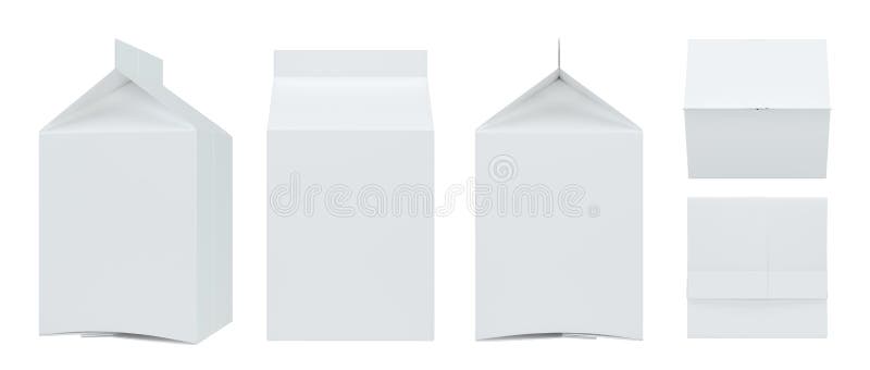 Milk Box Front View. Carton Box with Cap Mock-up. White Clear Empty Box ...
