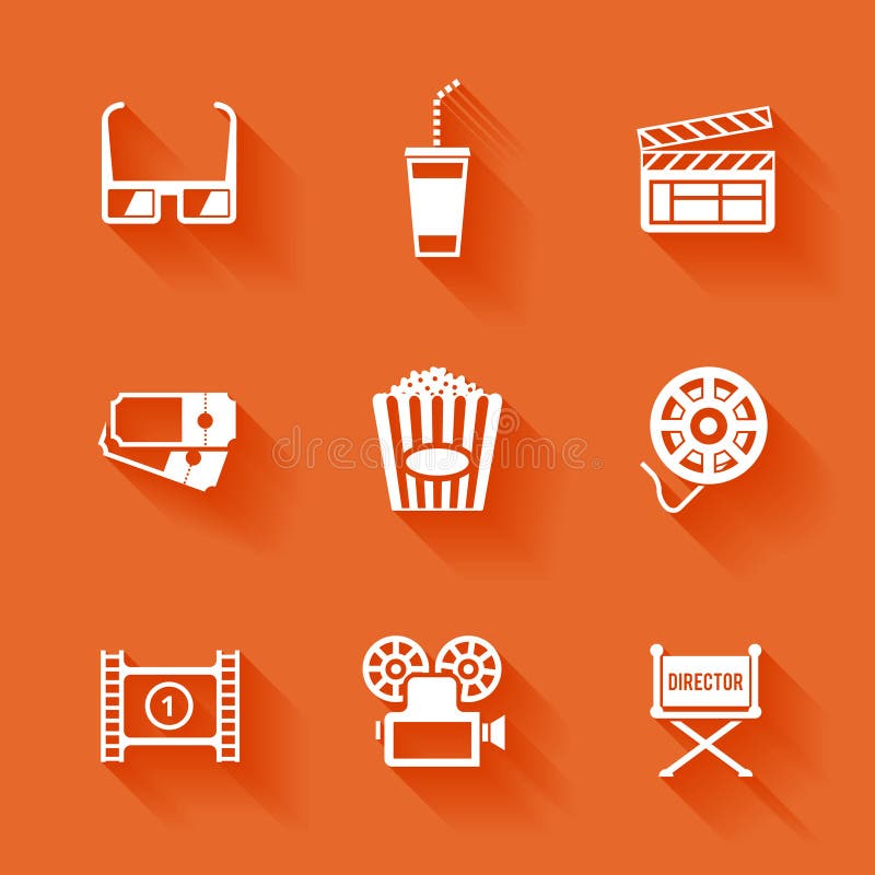 Movie icons stock vector. Illustration of popcorn, cinematography ...