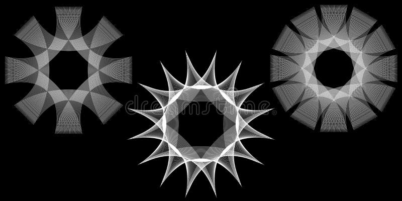 Set of White Circular Patterns. Geometric Pattern with Visual ...