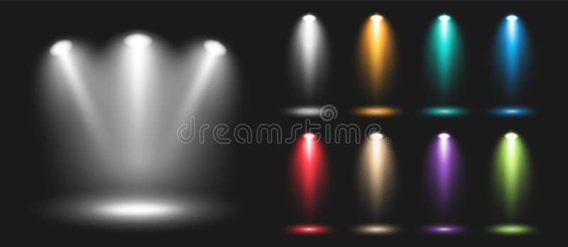 A Set of White and Colored Luminous Transparent Lighting Effects on a ...