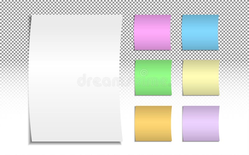 Set of White and Colored Sheets of Paper for Notes. Collection of Notes ...