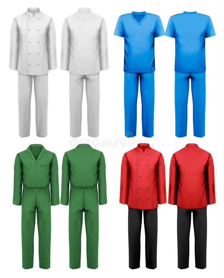 Set of White and Colorful Work Clothes. Stock Vector - Illustration of ...