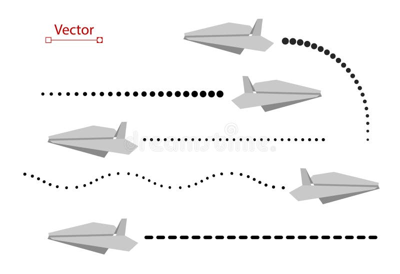 Set Of Airplane Path In Dotted Line Shape. Route Of Plane. Vector ... Set Of Airplane Path In Dotted Line Shape. Route Of Plane. Vector ...