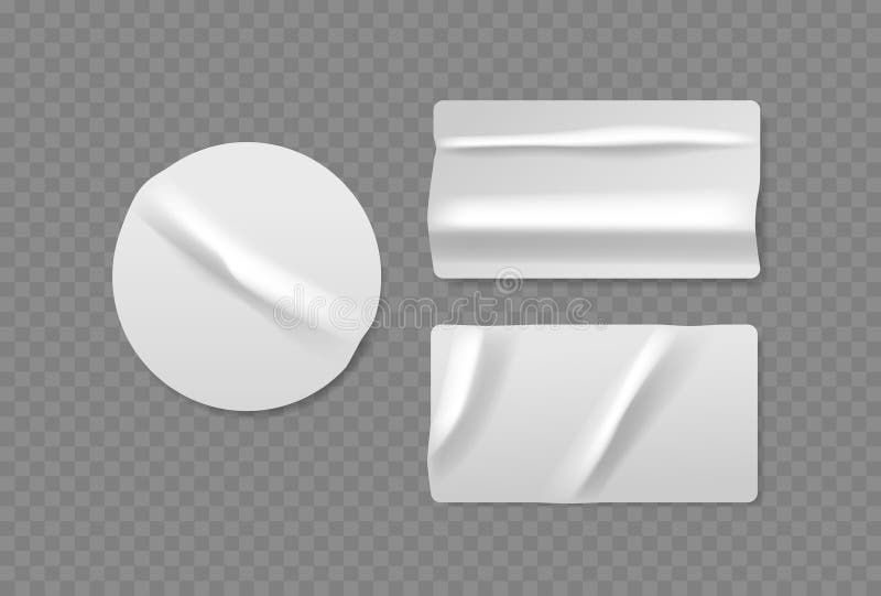 Set of White Crumpled Stickers in Different Shapes, Circular and ...