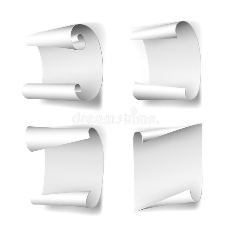 Old Blank Scroll Paper on White Background Stock Vector - Illustration ...
