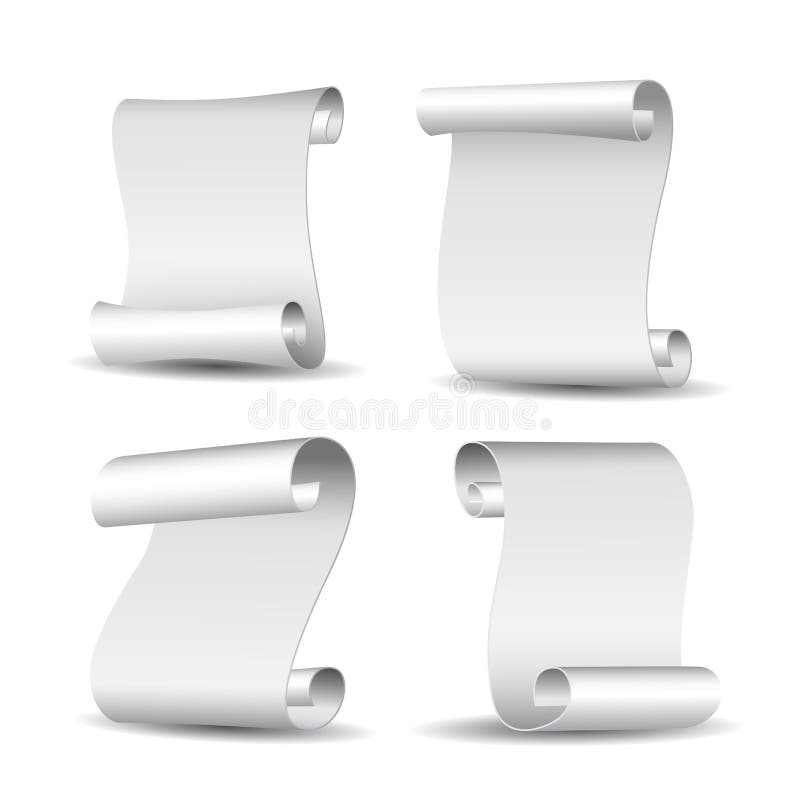 Old Blank Scroll Paper on White Background Stock Vector - Illustration ...