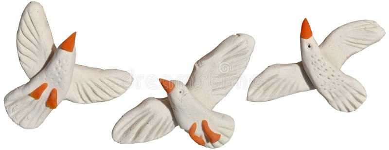 Set White Cute Seagull Birds Flight Made Plasticine Stock Photos - Free ...