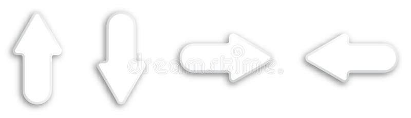 Set of White 3d Arrows on White Background. Direction of Movement Up ...