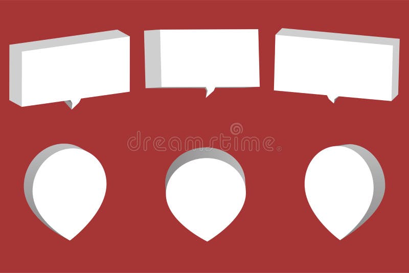 Set of White 3D Chat Boxes and Pointers Isolated on Red Background. 3D ...