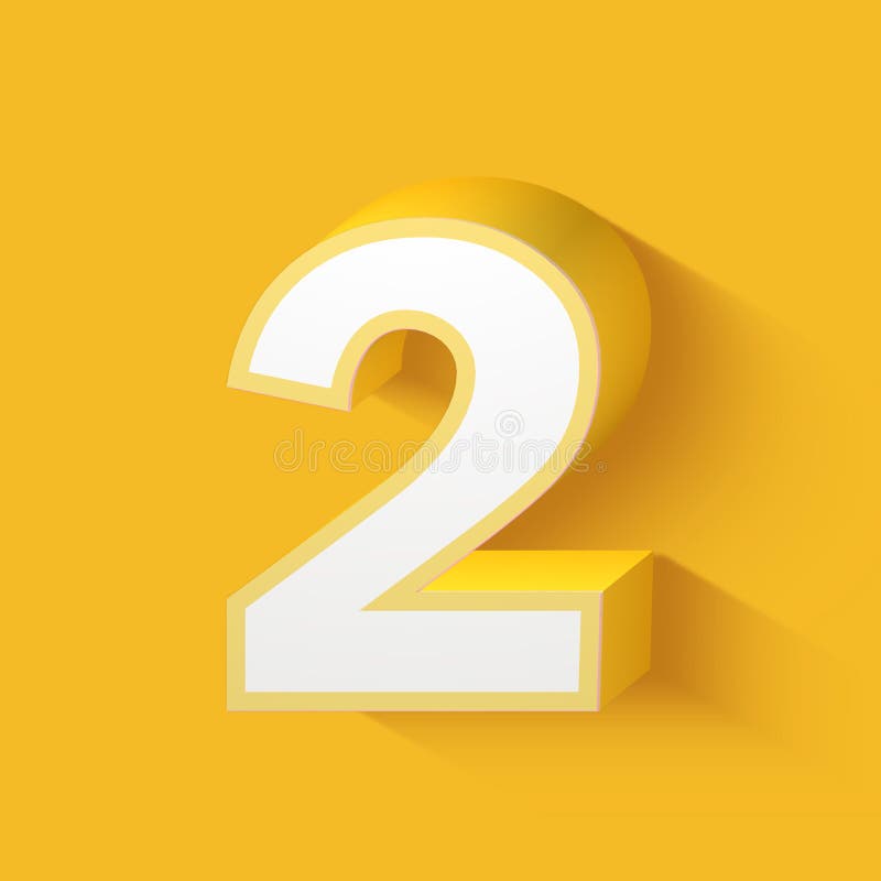 Set of White 3d Numbers on Yellow Background, 3d Rendering, Two Stock ...