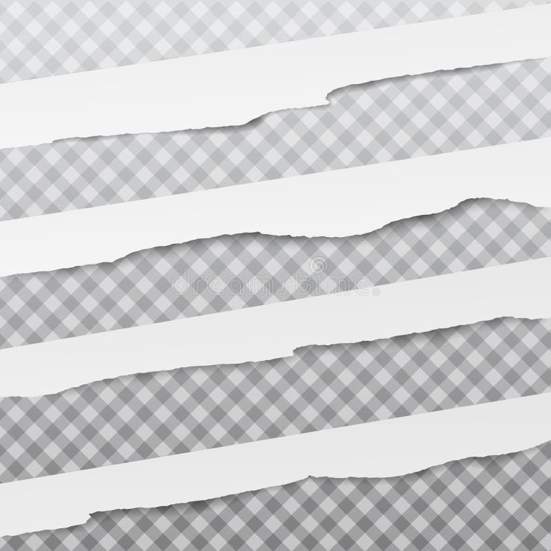 Set of White Diagonal Ripped Paper Strips, Torn Note Paper for Text or ...