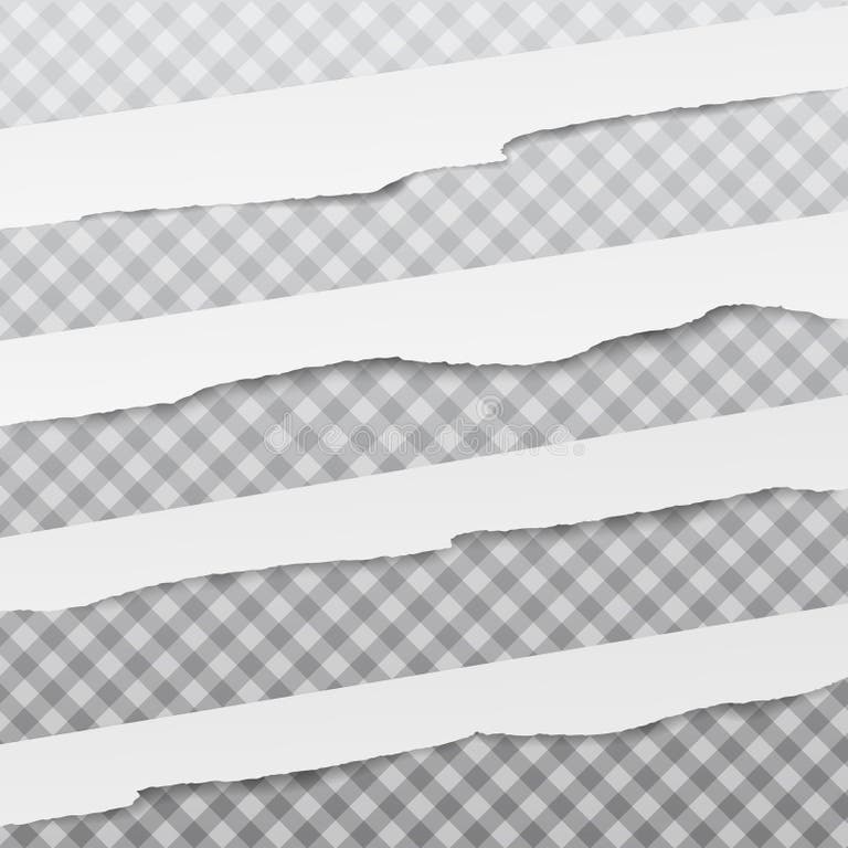 Set of White Diagonal Ripped Paper Strips, Torn Note Paper for Text or ...
