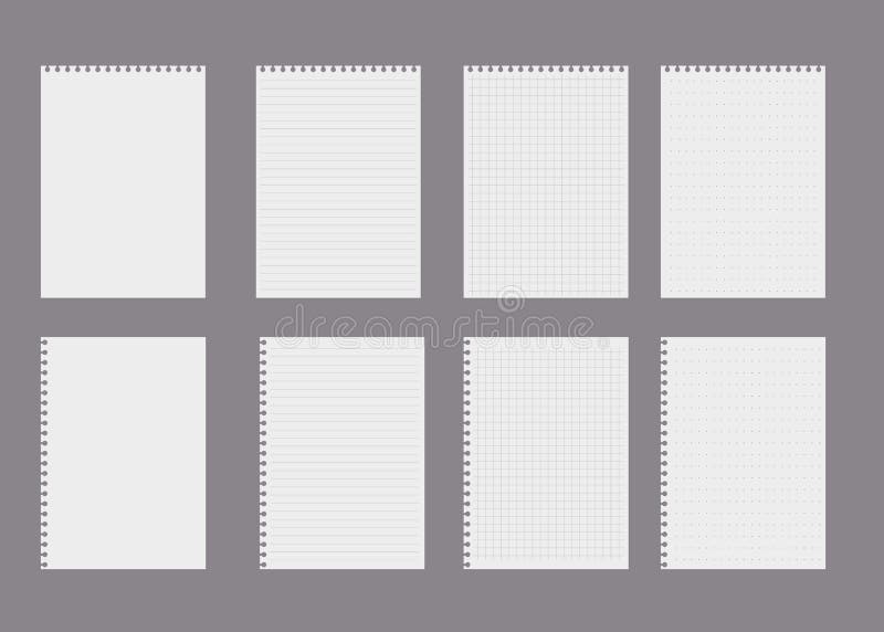 Set of White Different Empty Notebook Pages, Vector Illustration Stock ...
