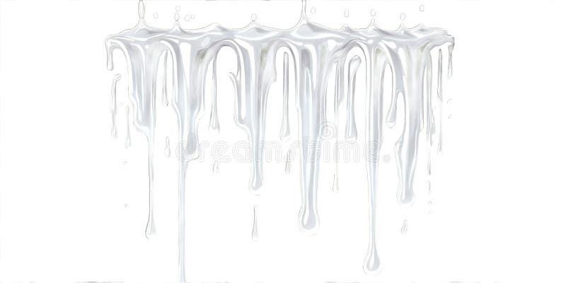 Set of White Dripping Paint or Liquid Isolated on White Background ...