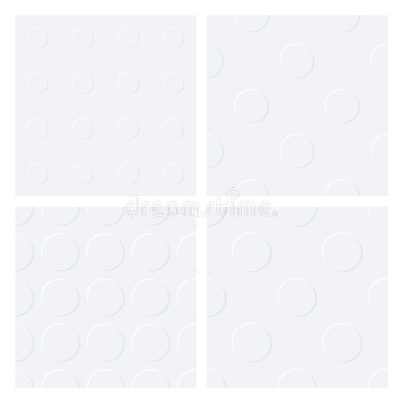 A Set of White Embossed Circle Patterns for Print and Design. Vector ...