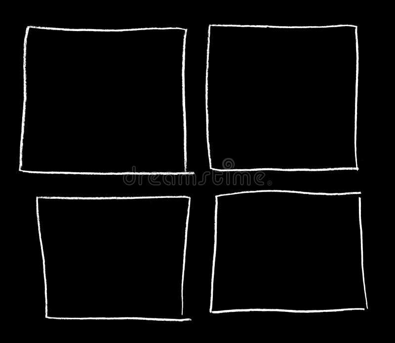 4 White Hand Painted Frames Made with Pencil Stock Illustration ...
