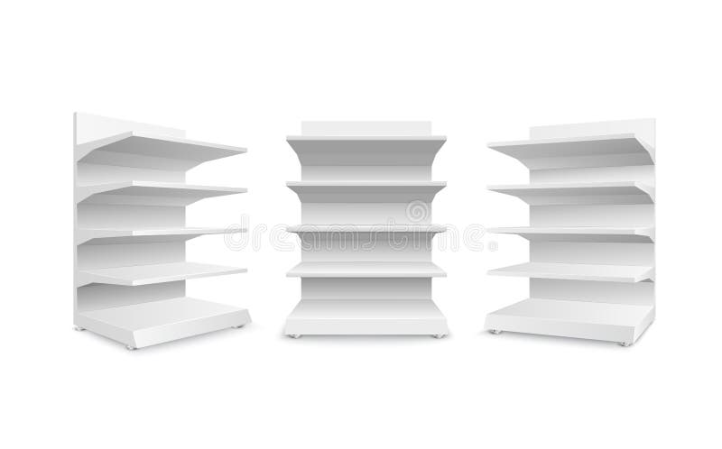 White Empty Store Shelves Isolated on a White Background. Shelving for ...