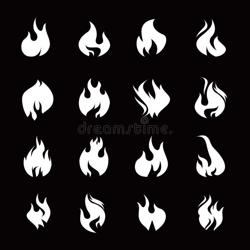 Set of white fire icon stock illustration. Illustration of campfire ...
