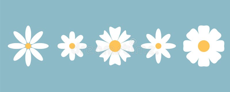 Set of White Flowers Simple Spring Icon Collection Stock Vector ...