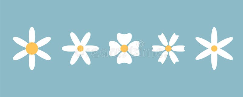 Set of White Flowers Simple Spring Icon Collection Stock Vector ...