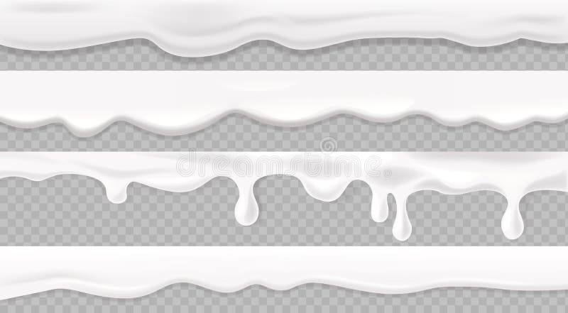Set of White Flowing Cream Textures Isolated on Transparent Background ...