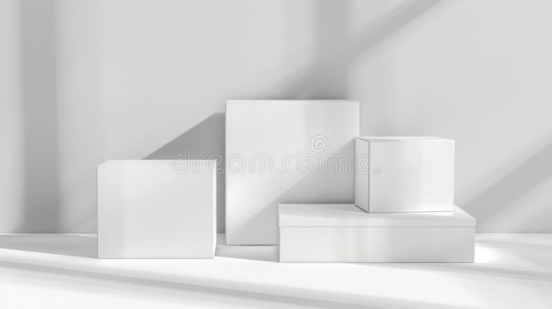 Set of White Geometric Blocks on a Minimalist Light Background. Concept ...