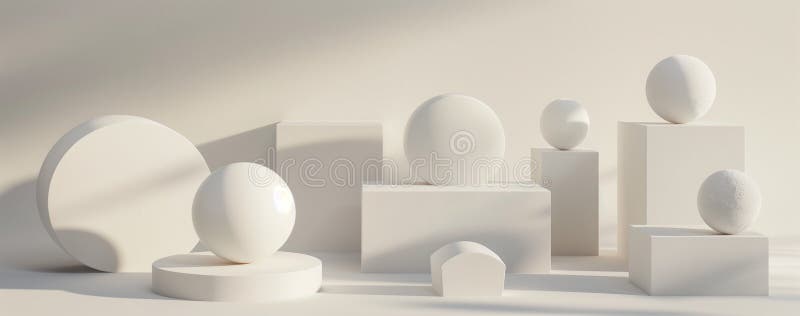 A Set of White Geometric Shapes on an Empty Background, Arranged in ...