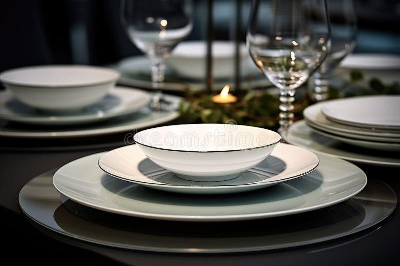 A Set of White Glassware. Table Setting Stock Illustration ...