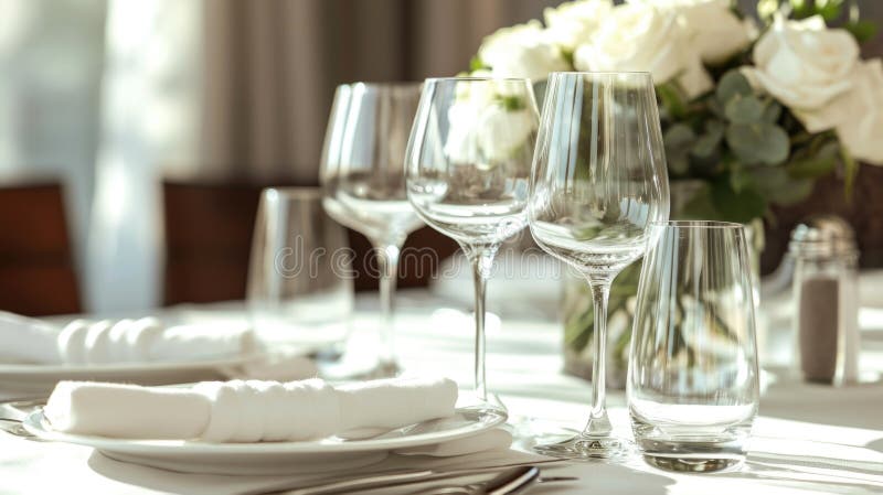 A Set of White Glassware. Table Setting Stock Illustration ...