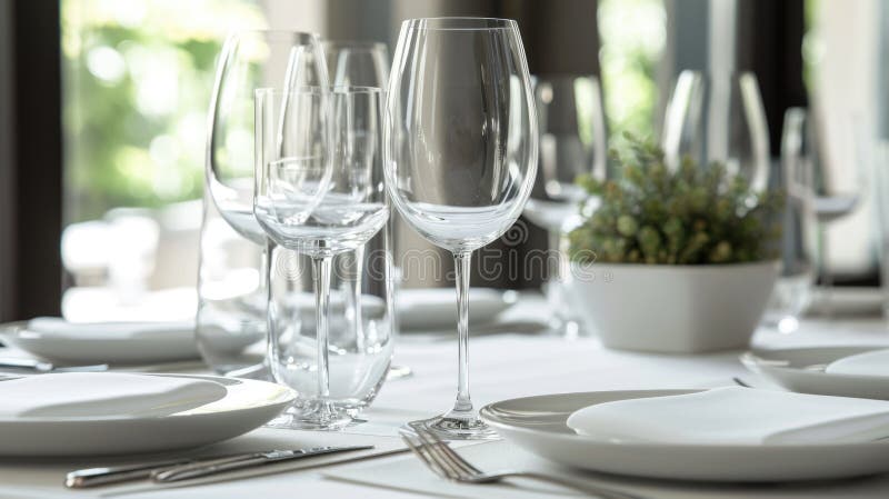A Set of White Glassware. Table Setting Stock Illustration ...