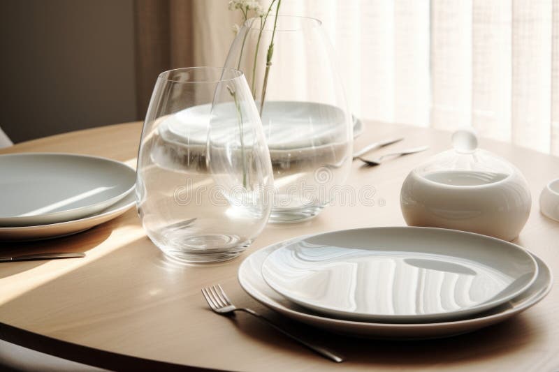 A Set of White Glassware. Table Setting Stock Illustration ...