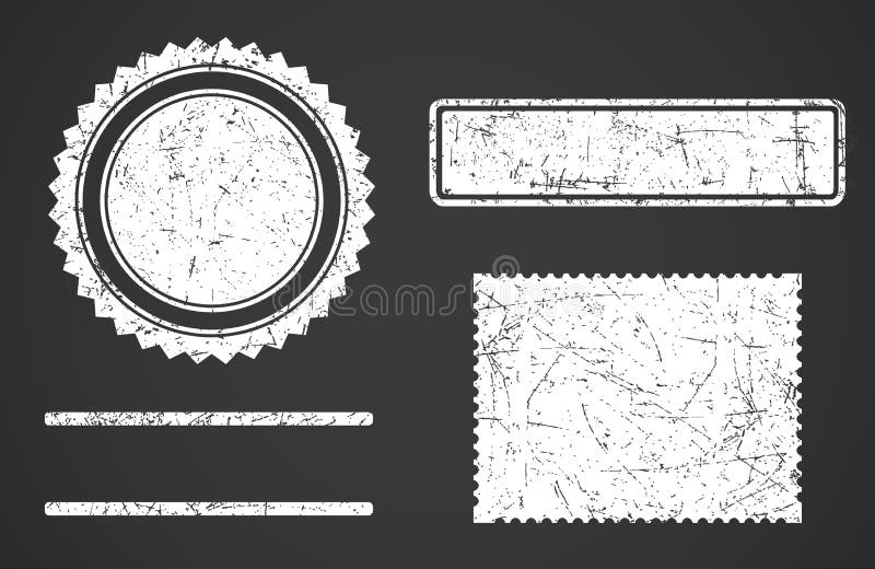Set of White Grunge Stamps Template Different Forms Isolated on Dark ...