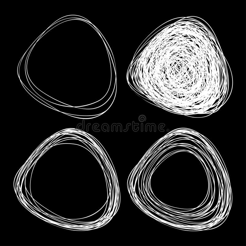 Set of White Hand Drawn Circles Using Sketch Drawing Scribble Circle ...