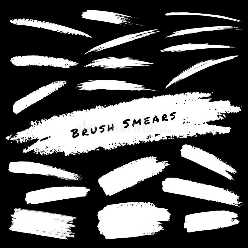 Set of White Hand Drawn Grunge Brush Smears Stock Vector - Illustration ...