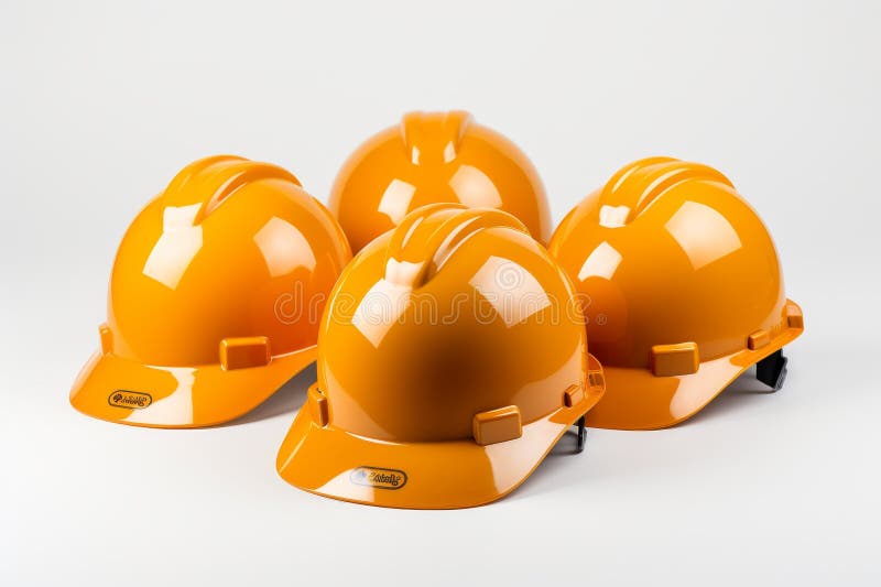 Set of White Hard Hats for Safety on Clear Background, Construction ...
