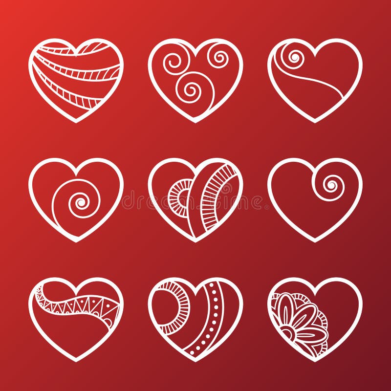 Set of White Heart Icons stock vector. Illustration of elements - 59566463