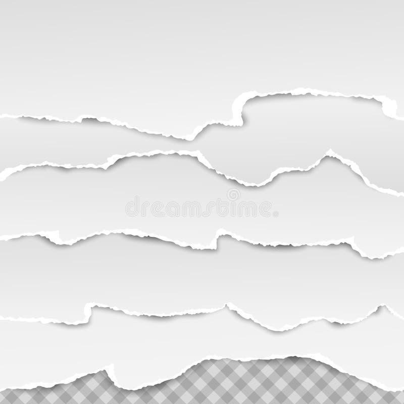 Set of White Horizontal Ripped Paper Strips, Torn Note Paper for Text ...