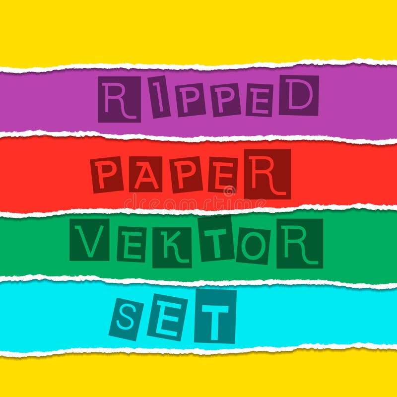 Set of White Horizontal Ripped Paper Strips, Torn Note Paper for Text ...