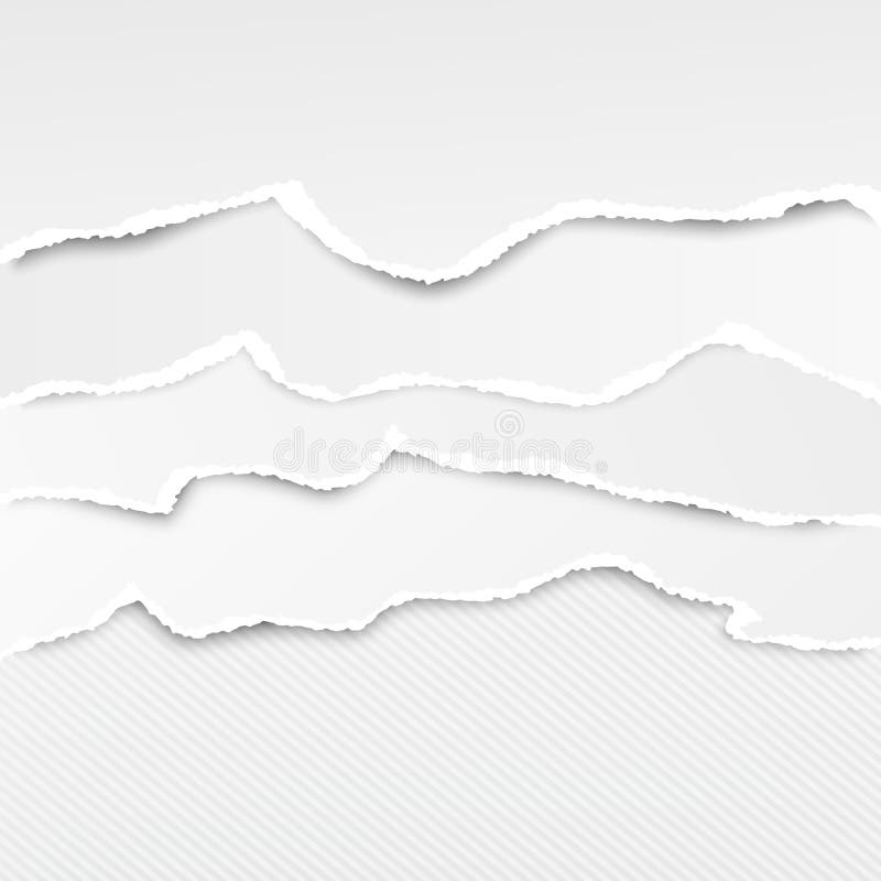 Set of White Horizontal Ripped Paper Strips, Torn Note Paper for Text ...