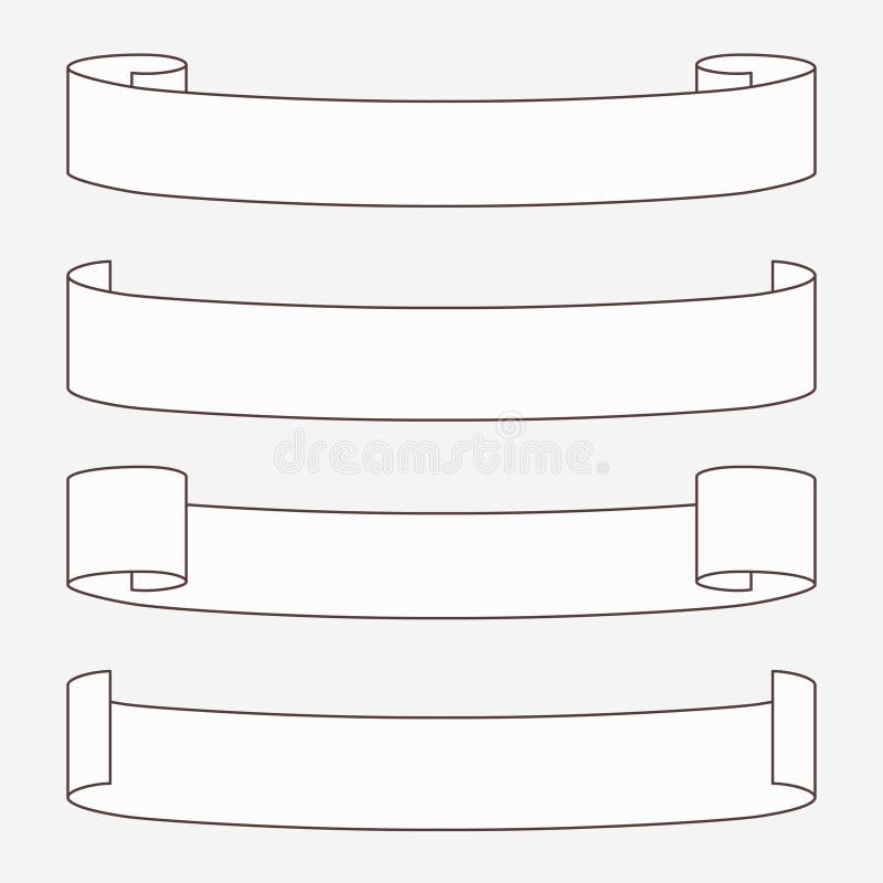Set of White Horizontal Scrolls. Stock Vector - Illustration of design ...