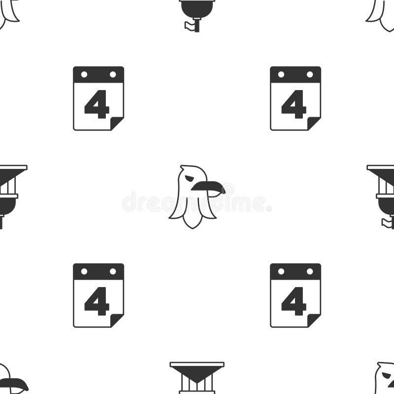 Set White House, Eagle and Calendar with Date July 4 on Seamless ...