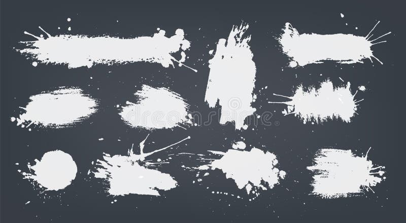 Set White Ink Spots Set on Black Background. Stock Vector ...