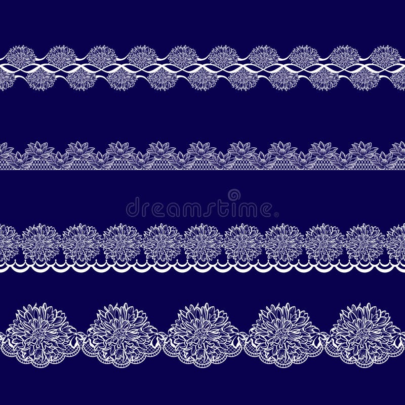 Set of white lace ribbons stock vector. Illustration of design - 54552787