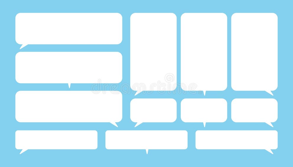 Set of White Minimalist Classic Speech Bubbles of Rectangular Shape of ...