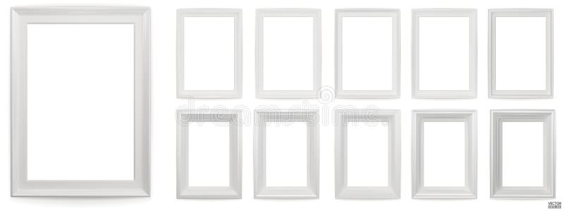 Set of White Modern Frame Isolated on White Background. Realistic ...