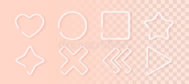 Set of White Neon Glowing Simple Geometric Shapes Stock Vector ...