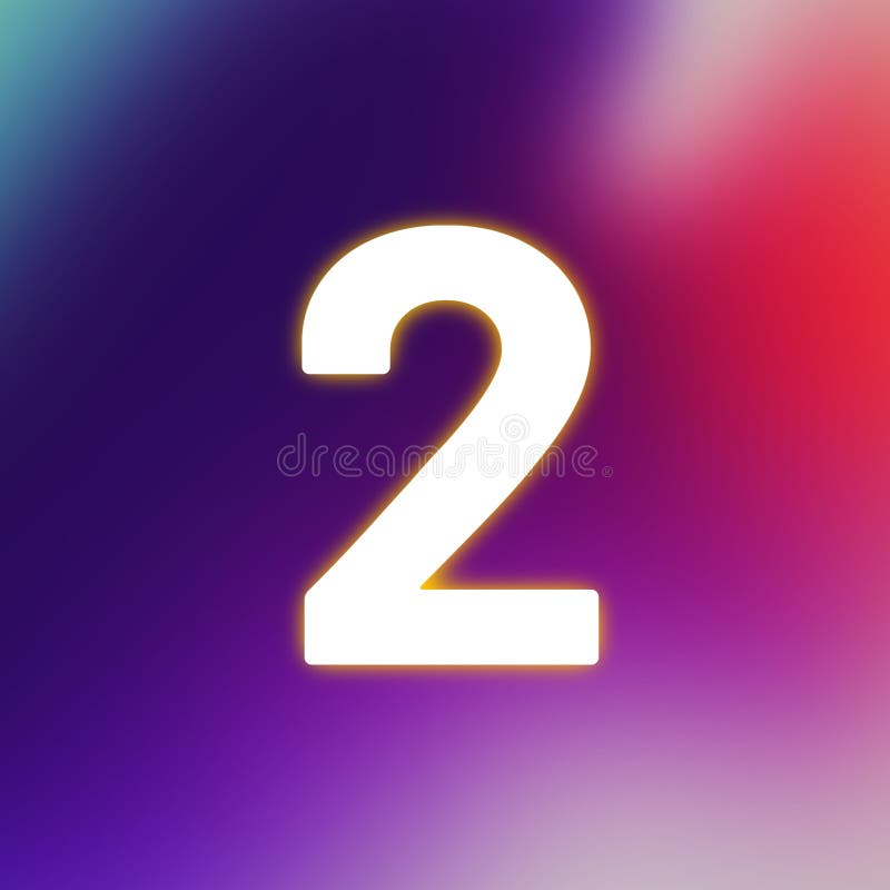 Set of White Numbers on Multicolored Background, 3d Rendering, Two ...