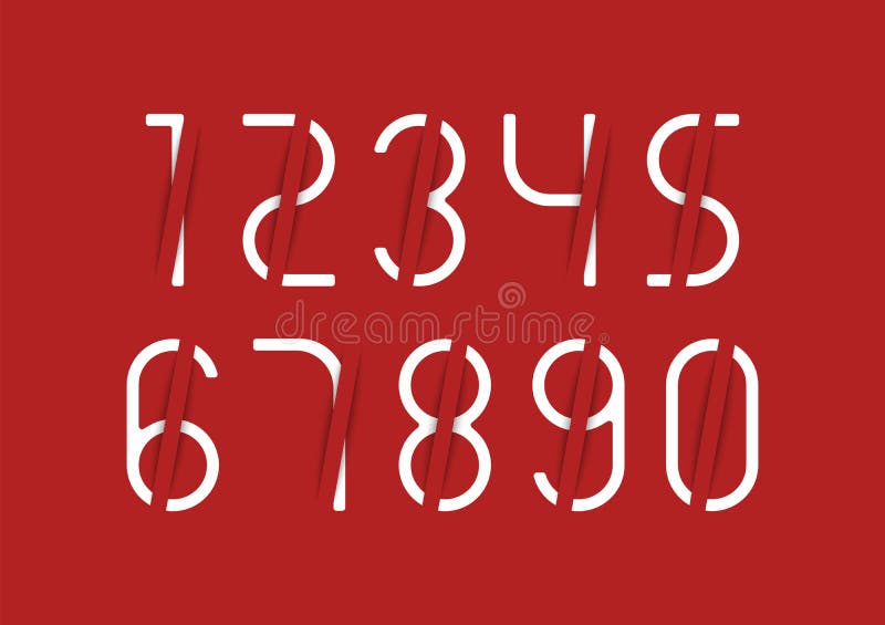 Set of Numbers with Red and White Typography Design Elements Stock ...