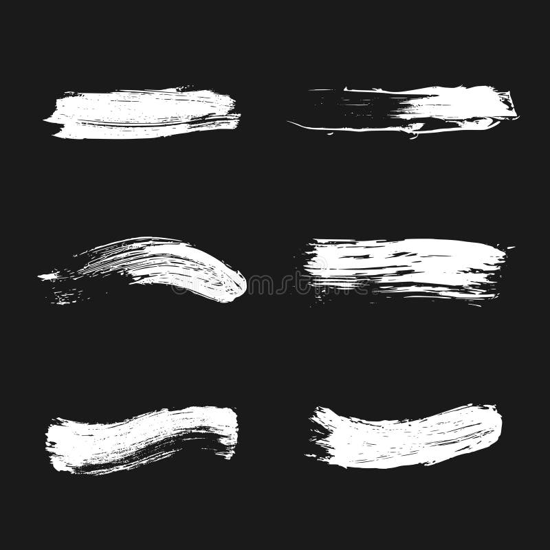 Set of White Oil Acrylic Paint Smudge Vector Over Black Background ...